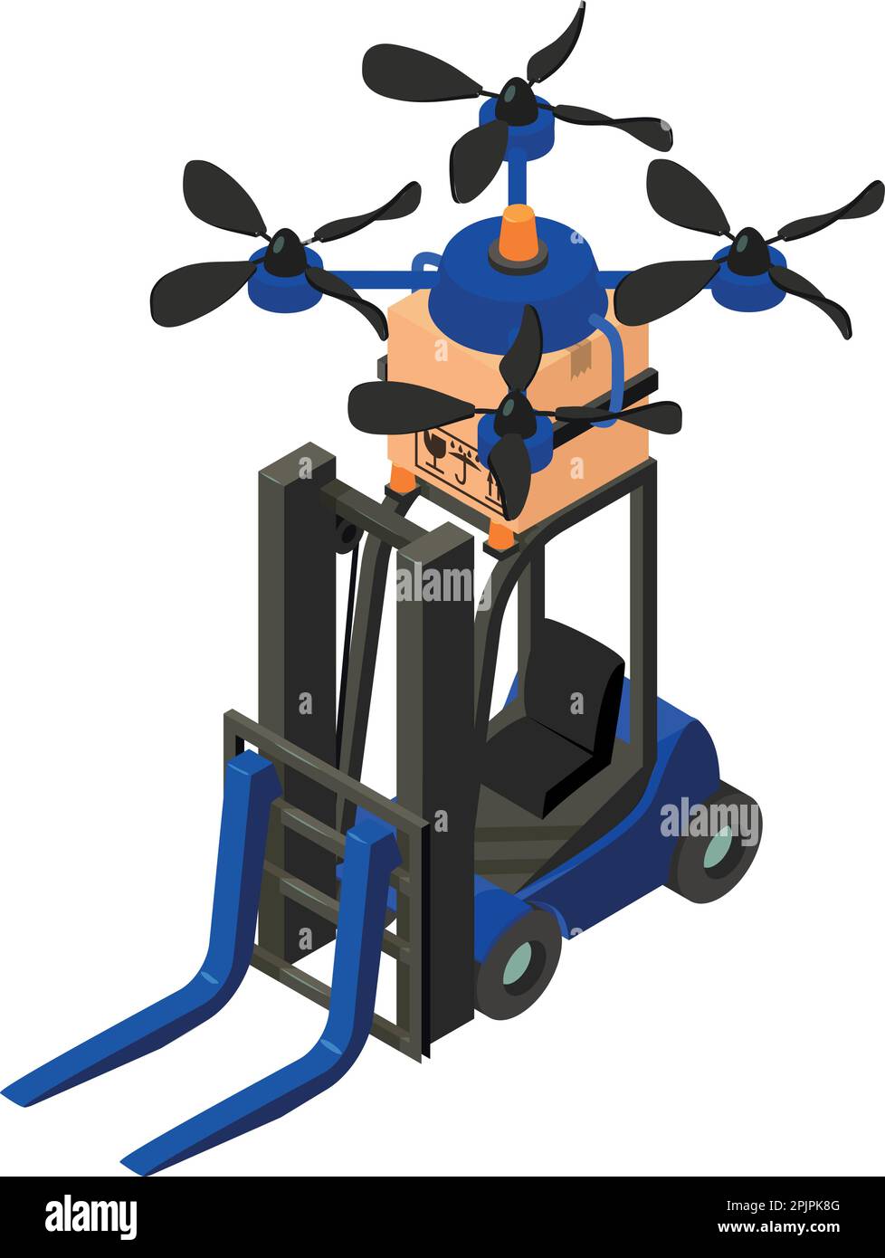 Modern delivery icon isometric vector. Quadcopter drone with box ...