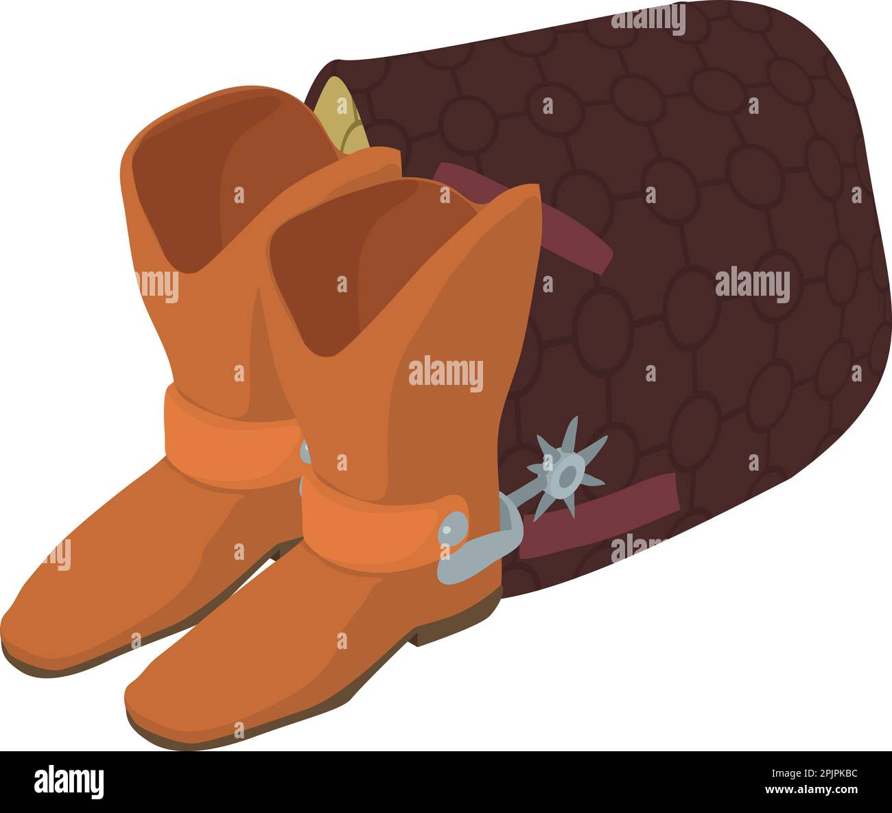 Cowboy concept icon isometric vector. Cowboy boot with spur and brown ...