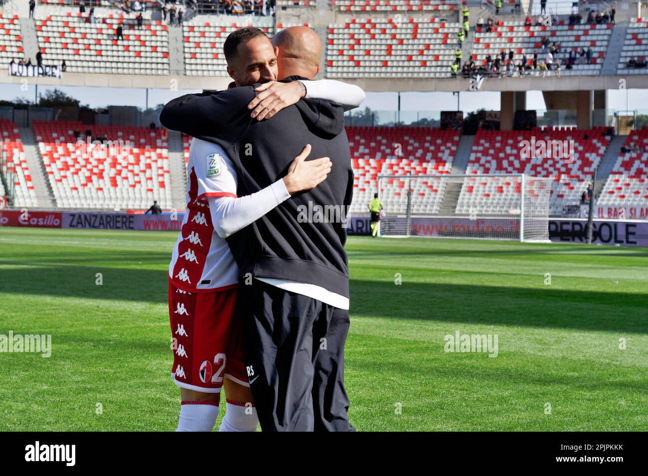 San Nicola stadium, Bari, Italy, April 01, 2023, coach Roberto Stellone ...