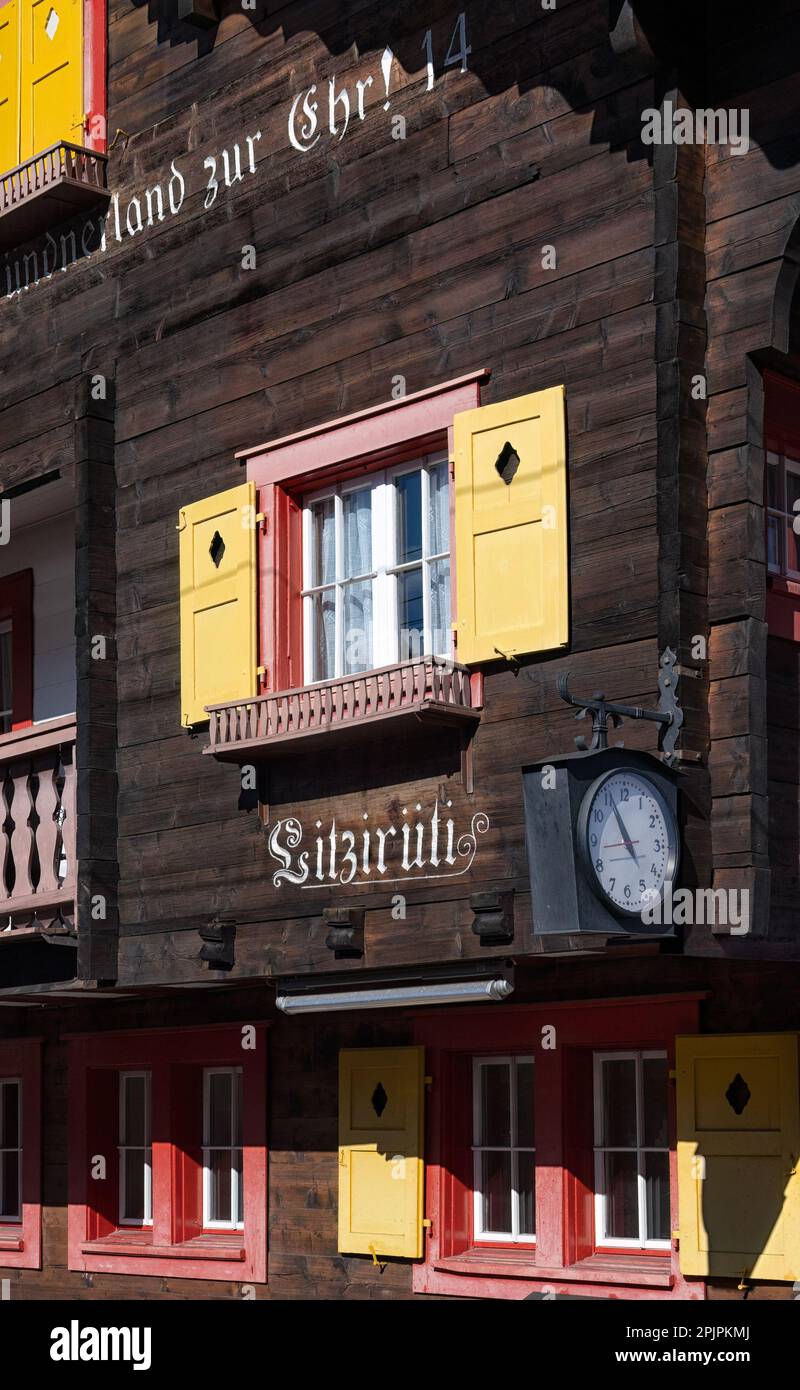 CHUR, SWITZERLAND - MARCH 03, 2023: Detail on the pretty station ...