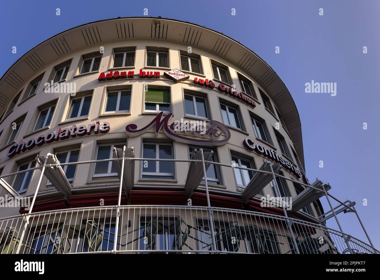 CHUR, SWITZERLAND - MARCH 03, 2023: Exterior view of Cafe Confiserie ...