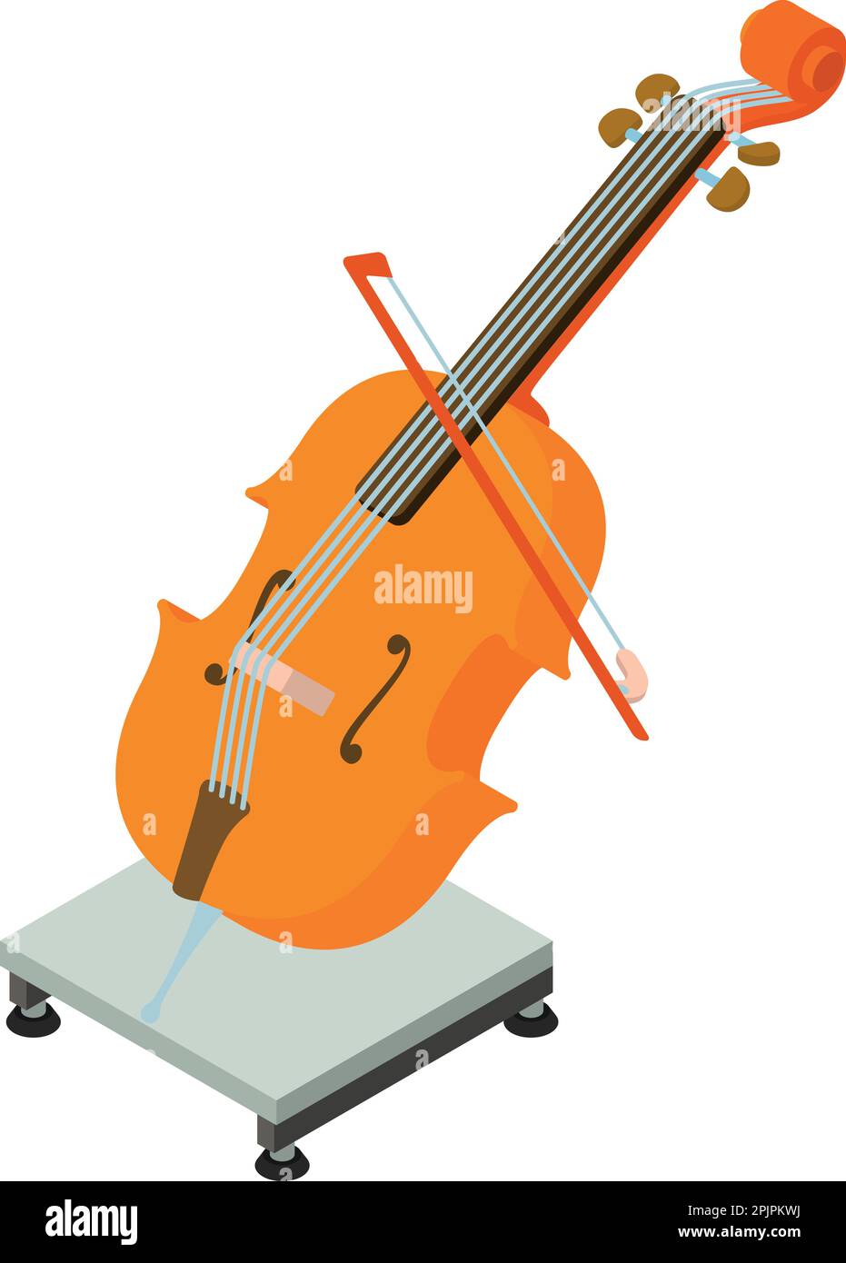 Cello icon isometric vector. Stringed music instrument with bow on ...