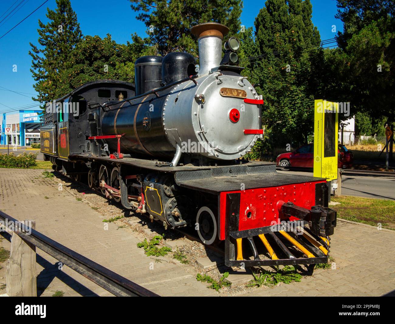 Locomotive La Tronchita a old Patagonic Express train on display on the ...