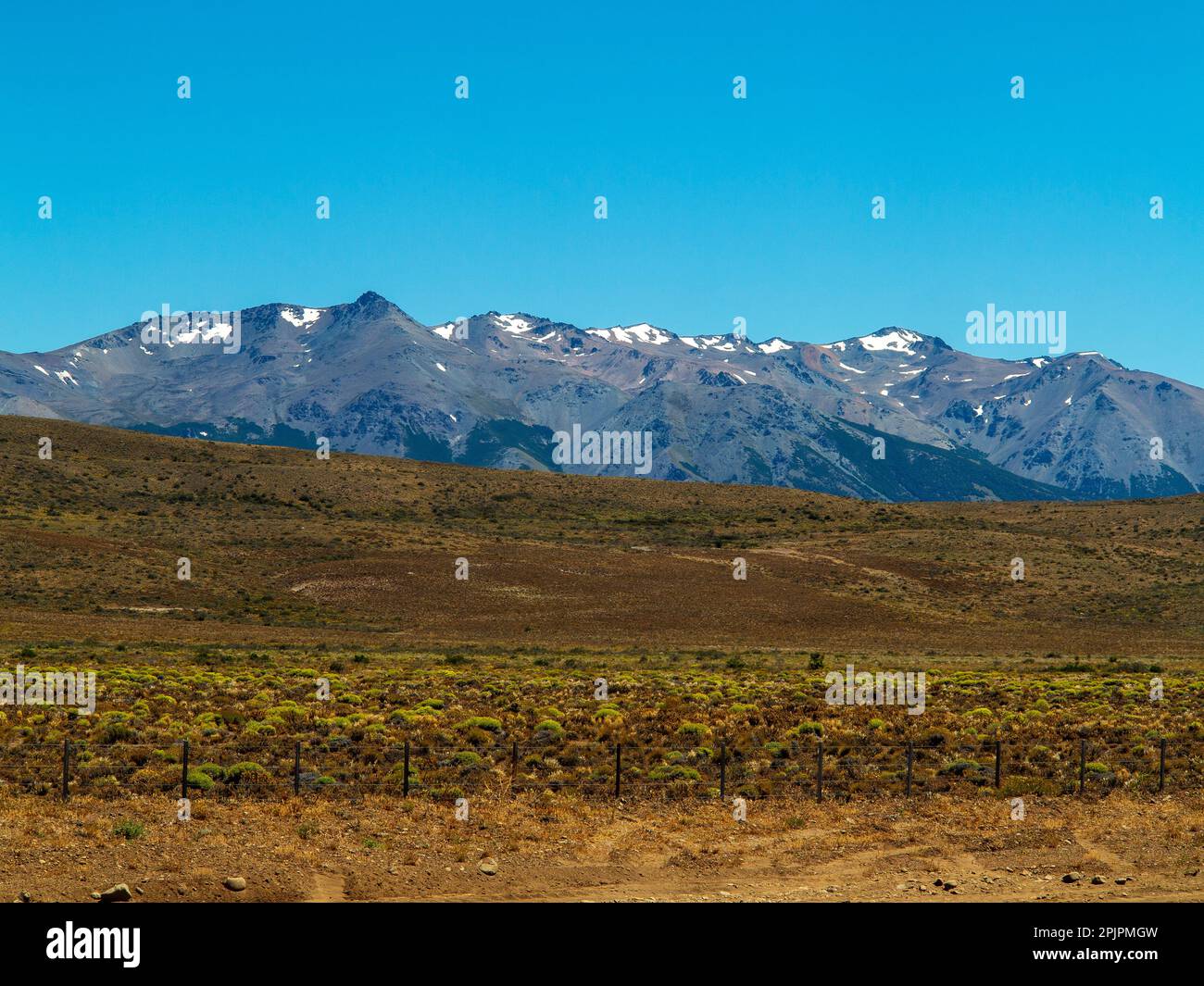 Snowy mountains near Esquel, as seen from the Ruta 40, Rio Negro ...