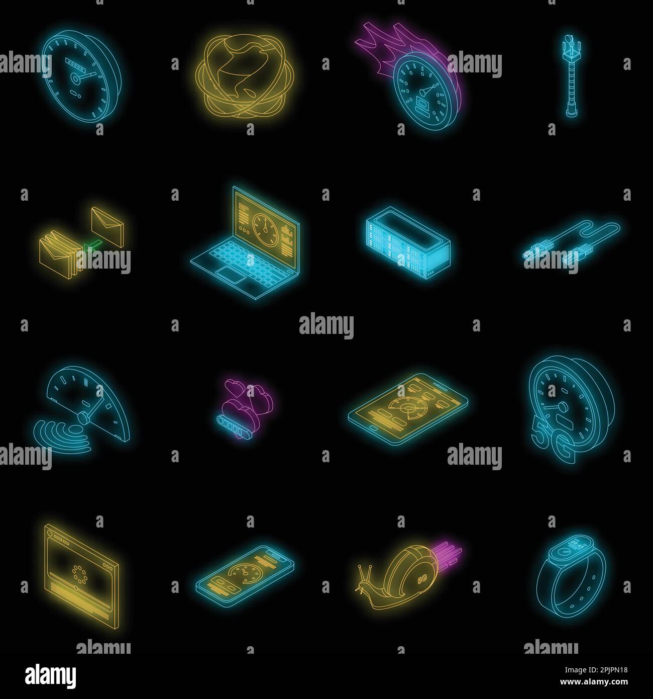 Internet speed icons set. Isometric set of internet speed vector icons ...