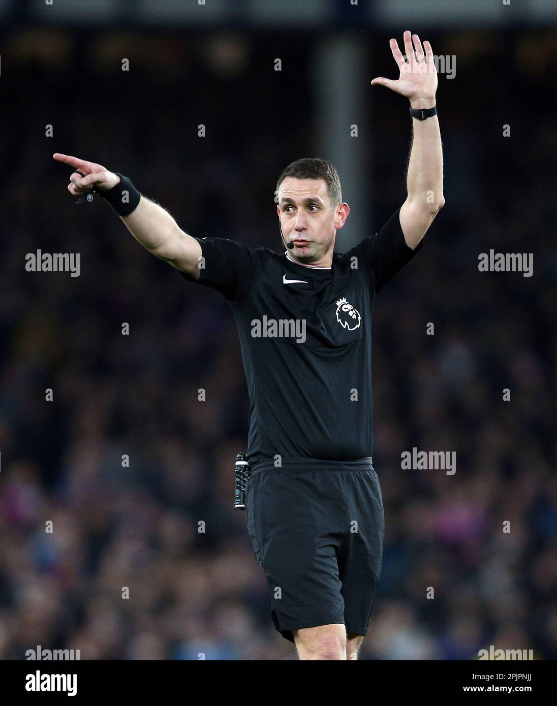 Referee David Coote during the Premier League match at Goodison Park ...