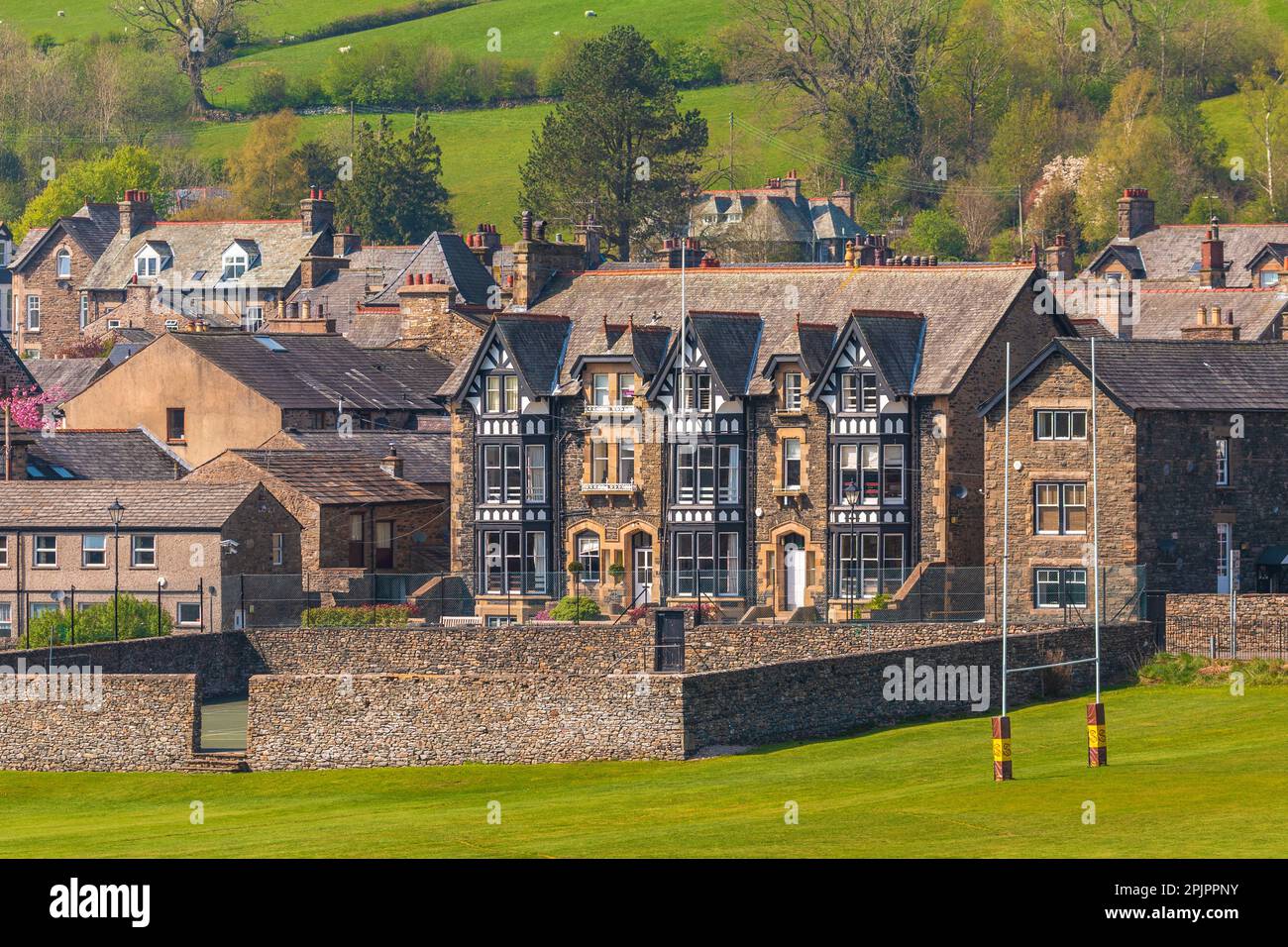 Sedbergh, Yorkshire, UK - 20 April 2019: View of the buildings of the ...