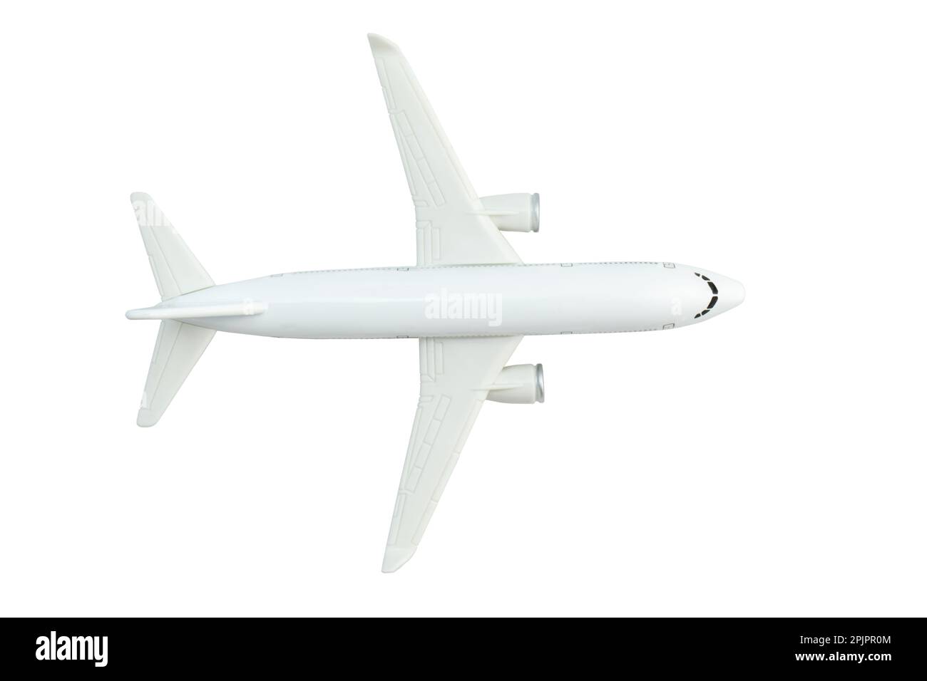 Top view of white passenger airplane isolated on white with clipping ...
