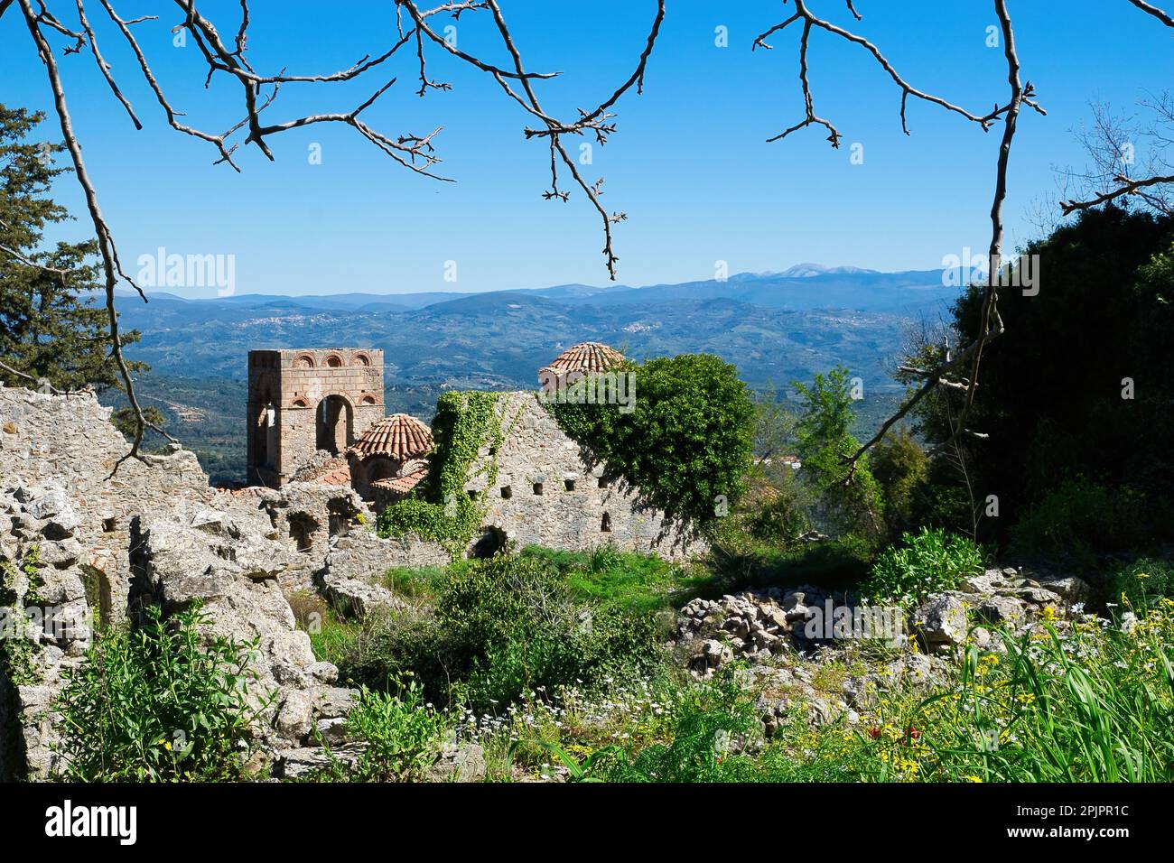 Castle of Mystras. Greece.Mystras was a Byzantine state in the ...