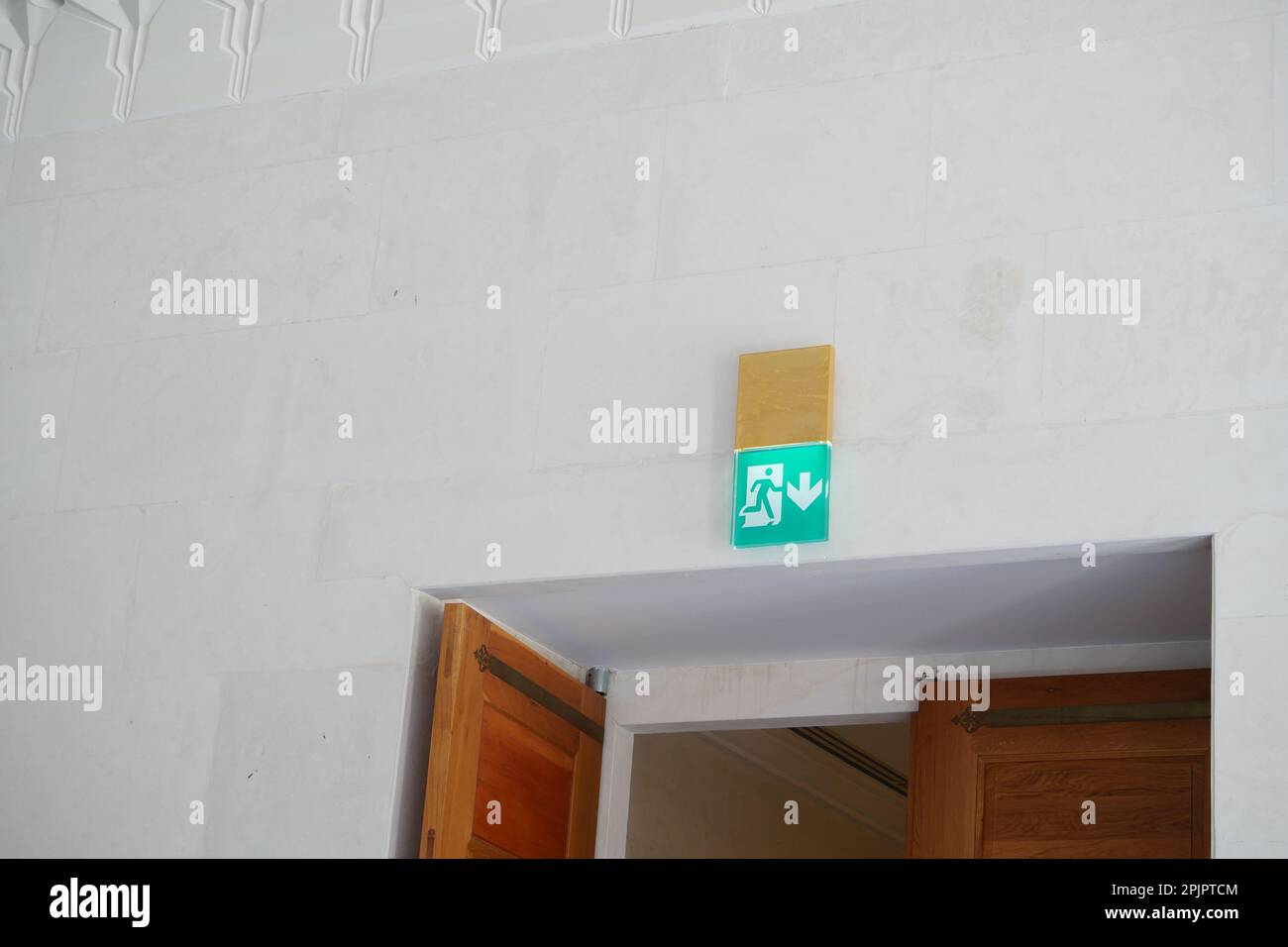 emergency exit door at super market Stock Photo - Alamy