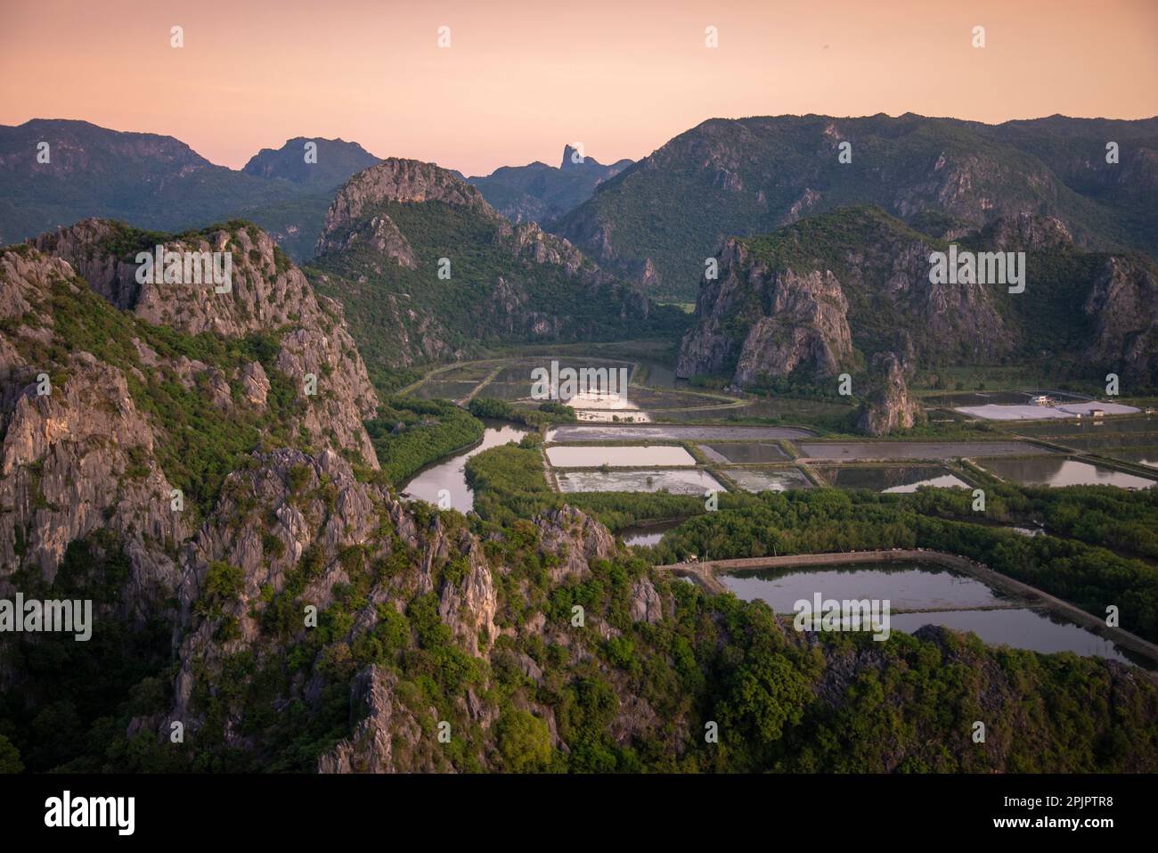 The Landscape and view from the Khao Daeng Viewpoint at the Village of ...