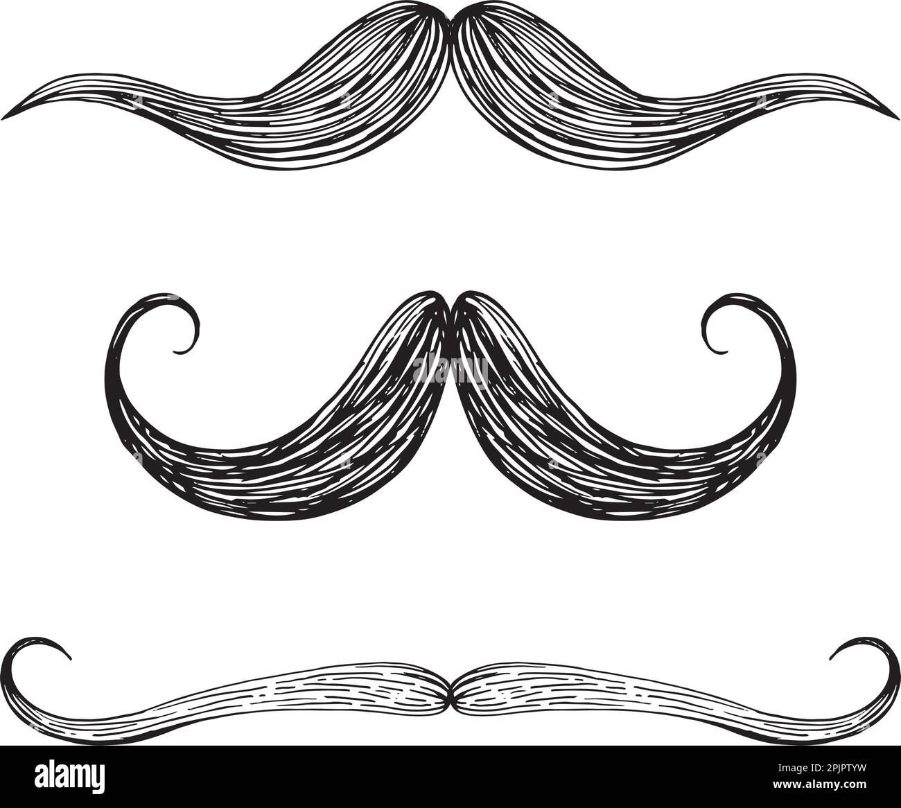 Hand drawn sketch doodle vector moustache set, photo booth props Stock ...