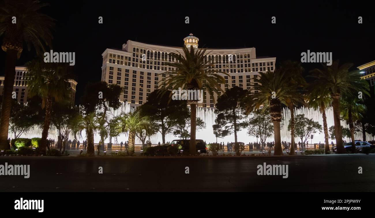 Las Vegas, Nevada - April 2017: Fountains of Bellagio. Fountains at ...