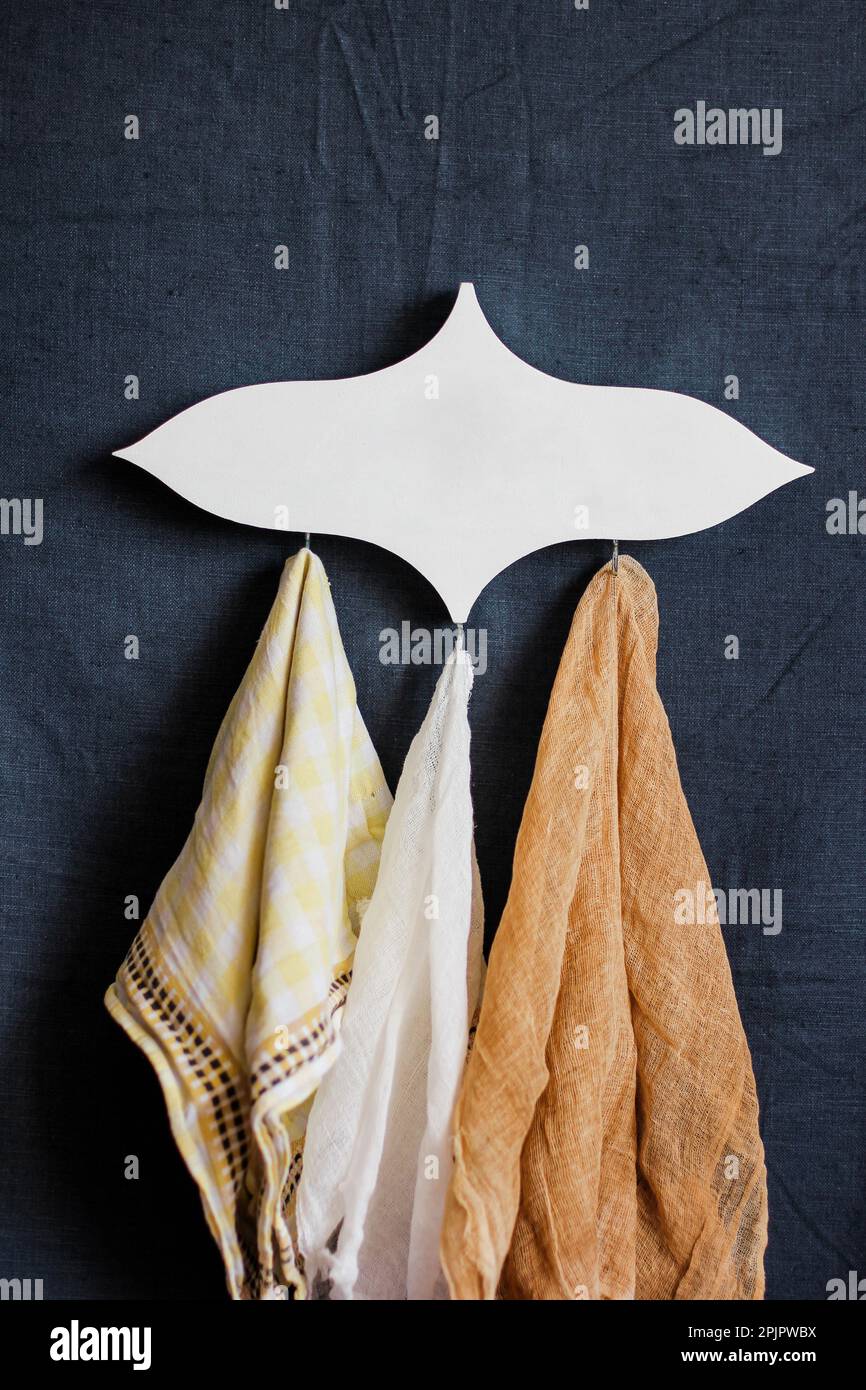 Hanger and towels. Beautiful handmade wooden hanger. Decorative hanger ...