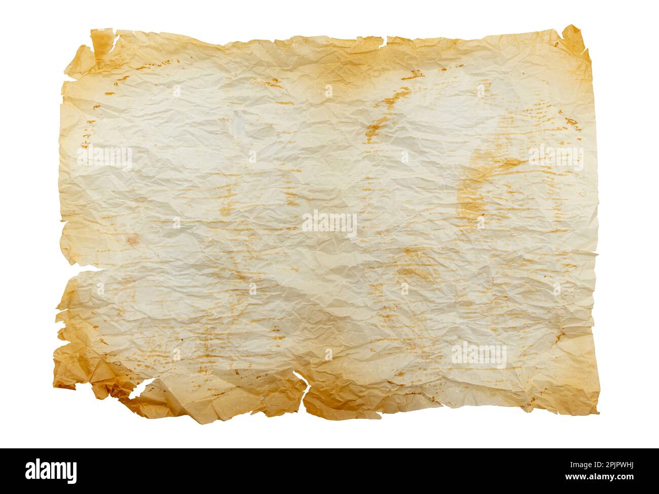 Old crumpled paper on a white background. Papyrus. Baking paper Stock ...