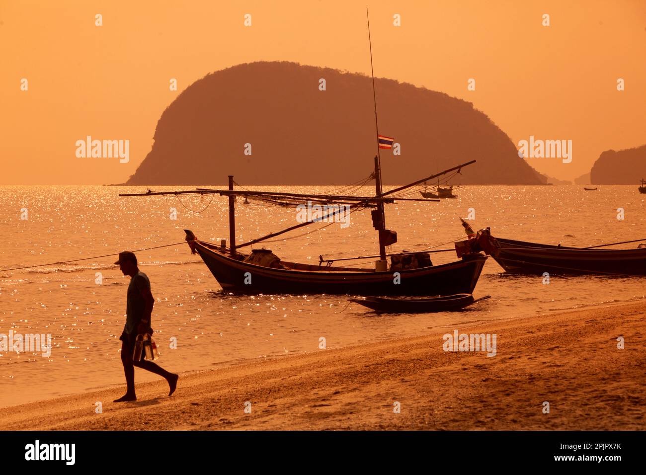Fishingboat in the Landscape on the Beach and Coast at Dolphin bay at ...
