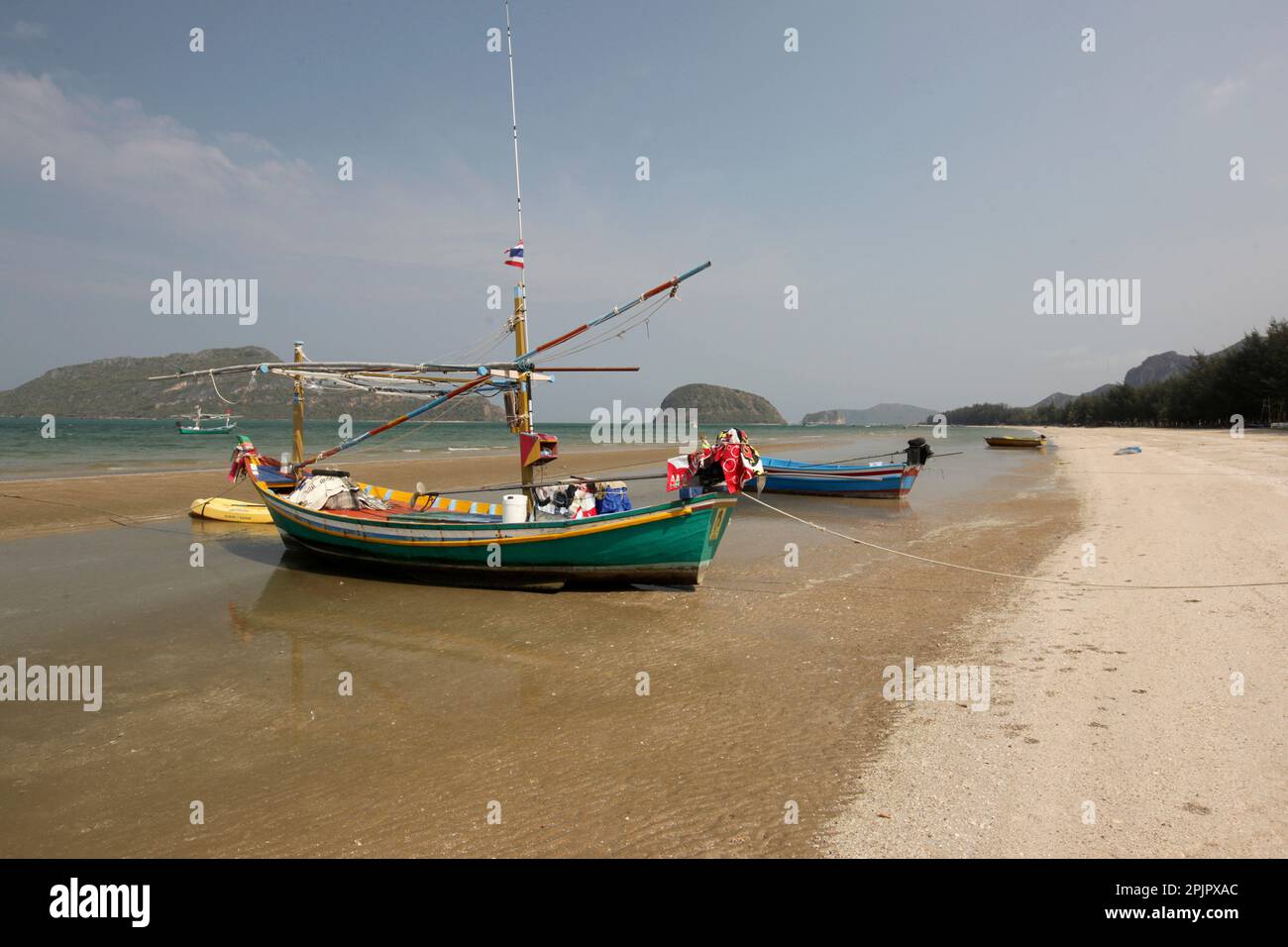 Fishingboat in the Landscape on the Beach and Coast at Dolphin bay at ...