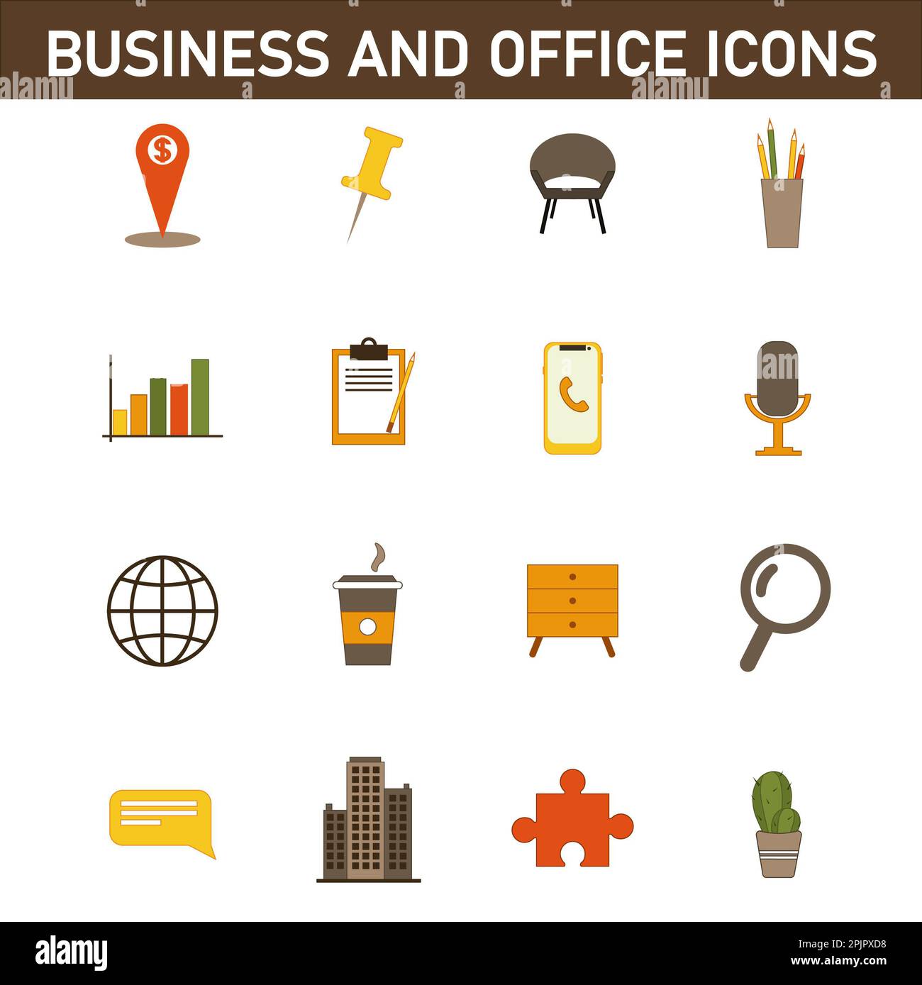 Collection of multi-colored flat icons on the topic: business and ...