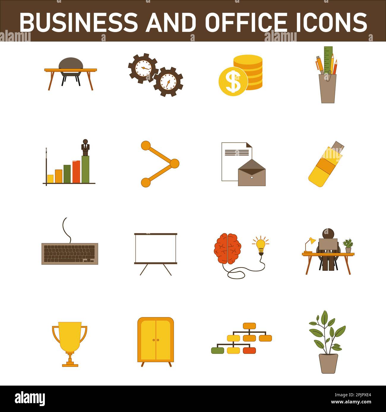 Collection of multi-colored flat icons on the topic: business and ...