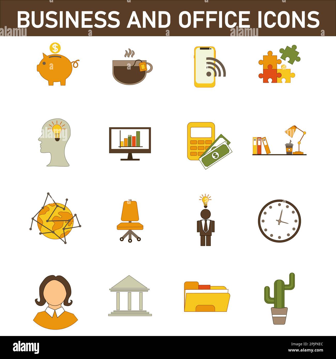 Collection of multi-colored flat icons on the topic: business and ...