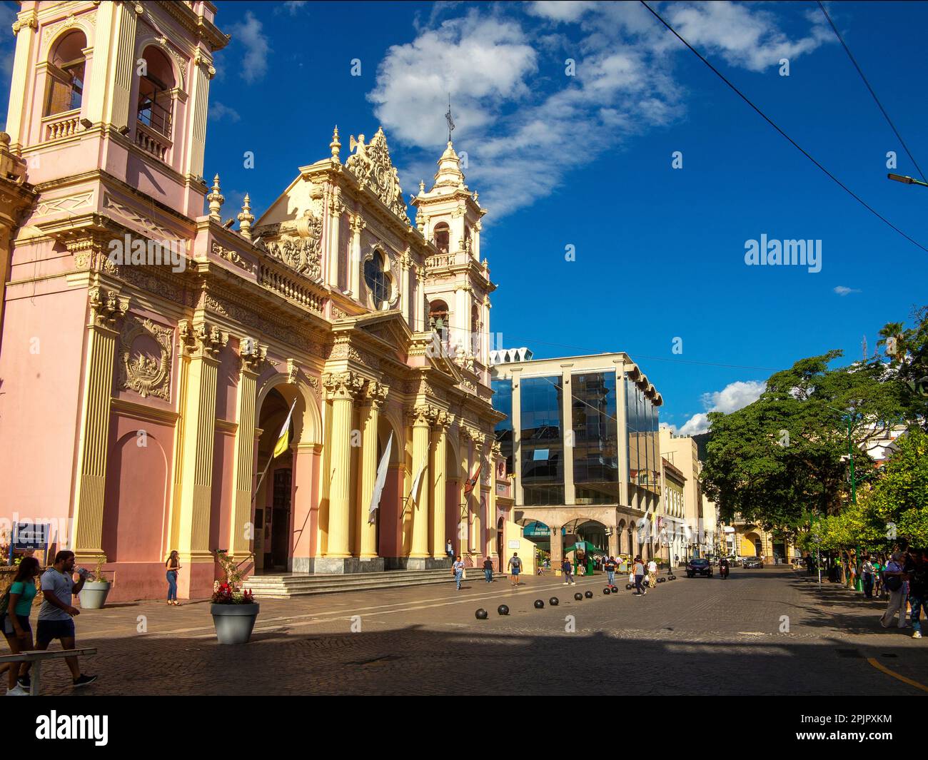 The Salta Basilica Cathedral on the city centre, Salta, Argentina Stock ...