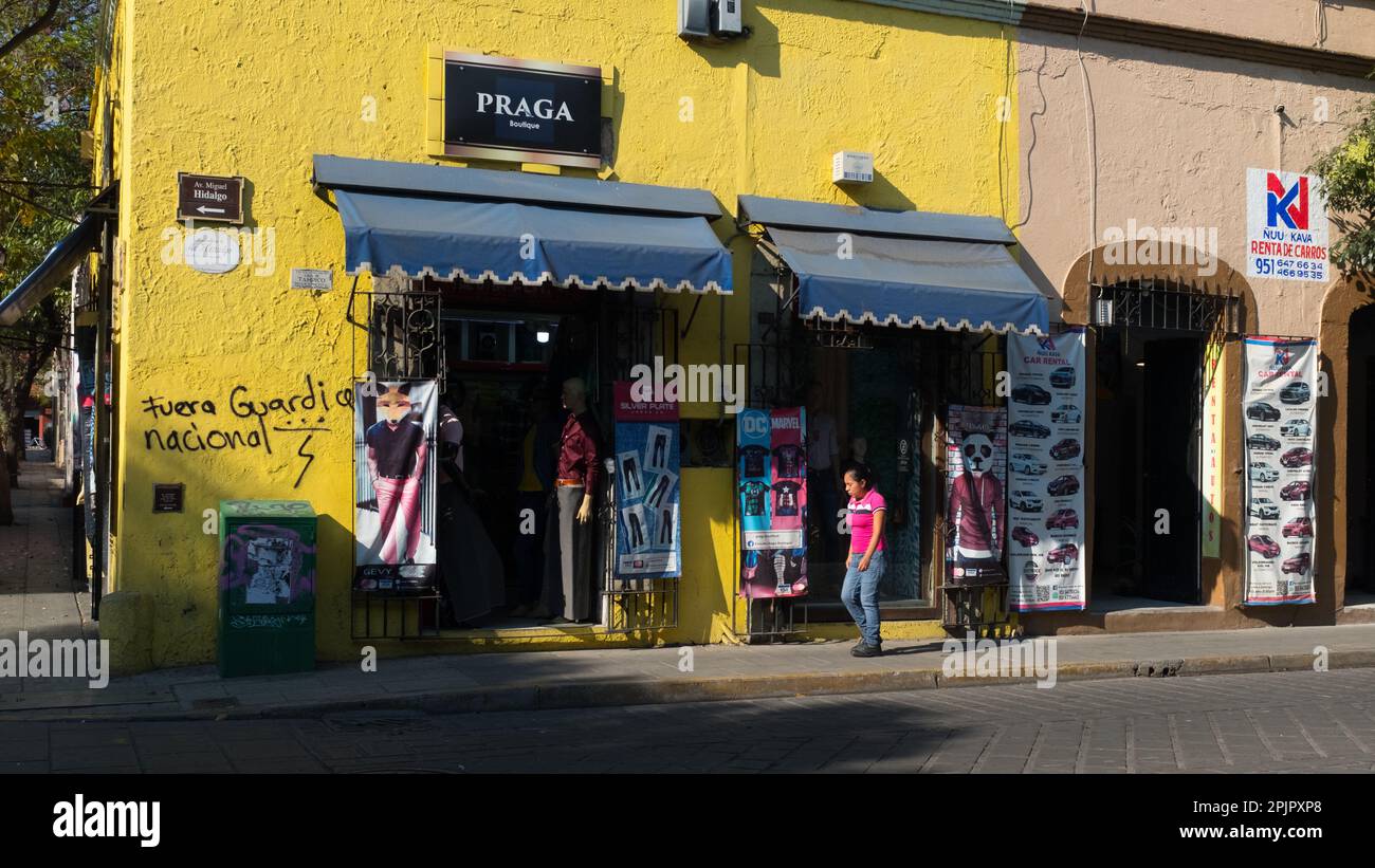 Mexico, Street scene Oaxaca de Juarez historical centre, Oaxaca state ...