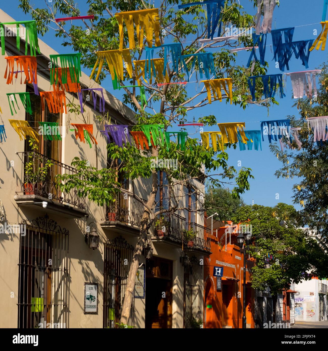 Mexico, Street scene Oaxaca de Juarez historical centre, Oaxaca state ...