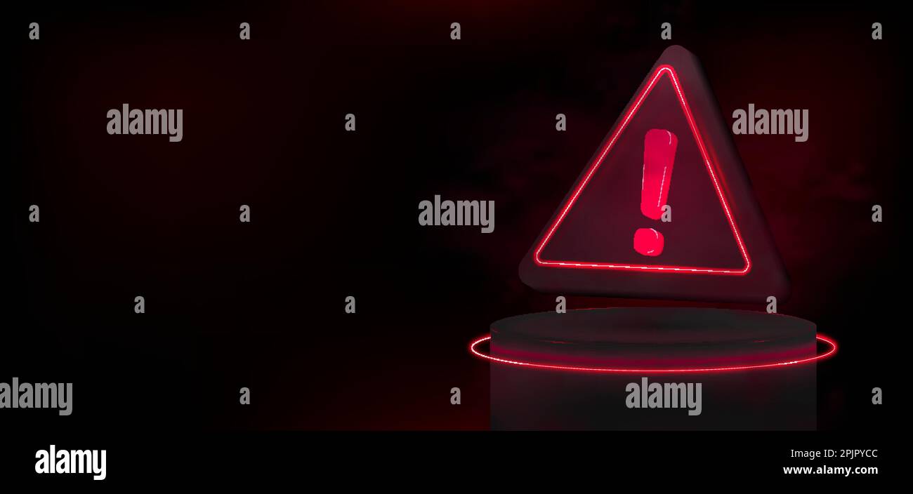 Dark banner with 3D red triangle warning sign Stock Vector Image & Art ...