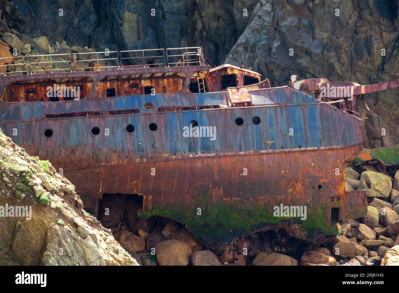 Mayon Cliff Ship Wreck Stock Photo - Alamy