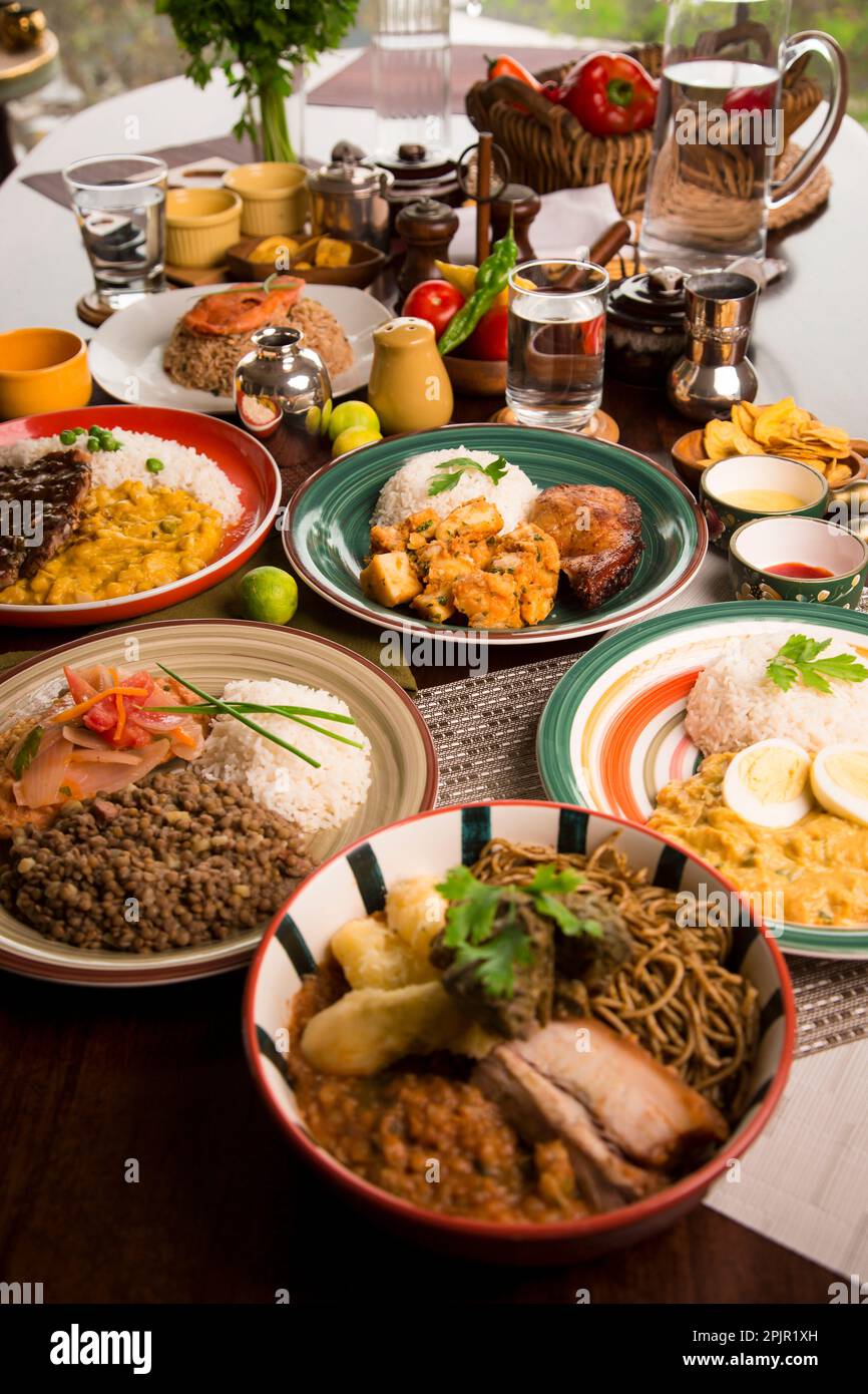 Peruvian food buffet table Assorted dishes gourmet cuisine Peru ...