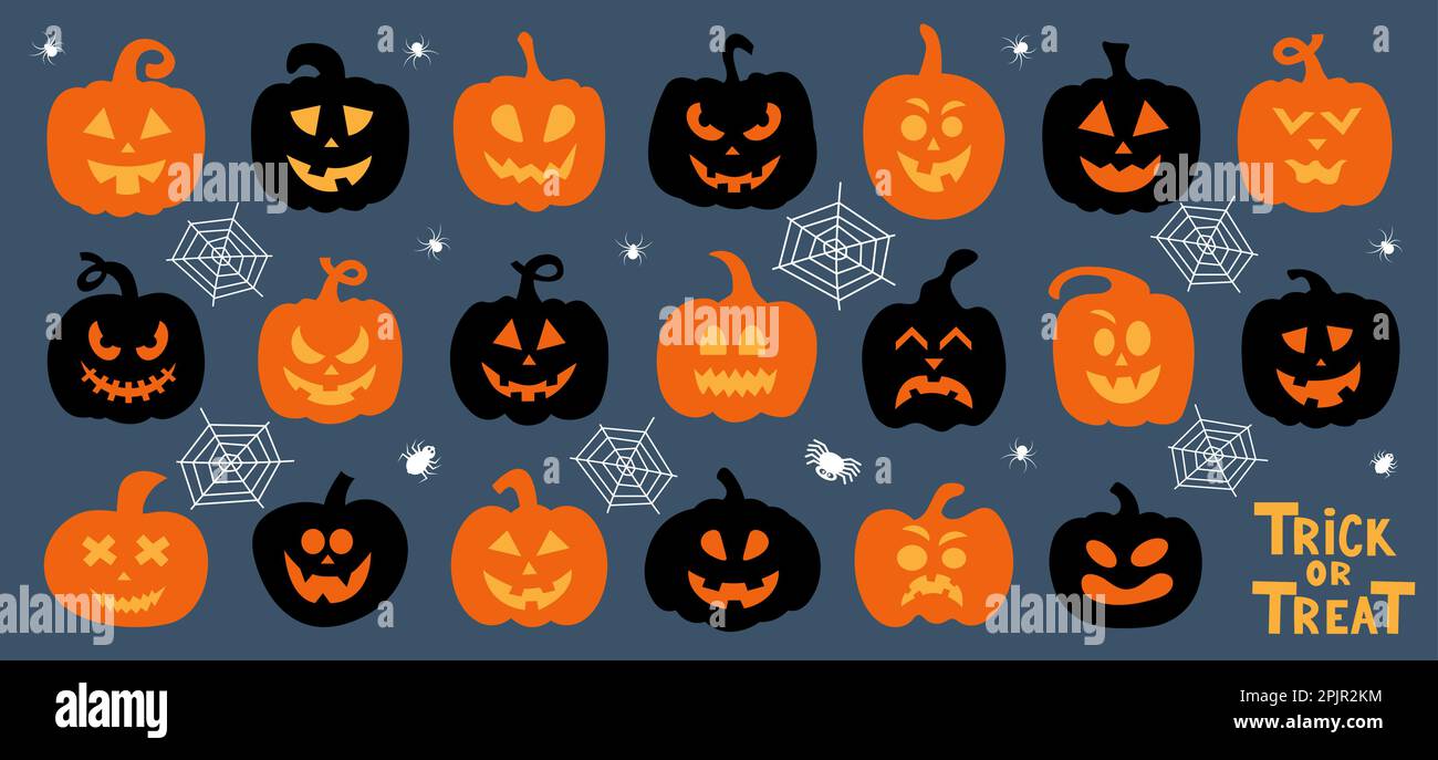 Halloween pumpkin silhouette set vector illustration Stock Vector Image ...