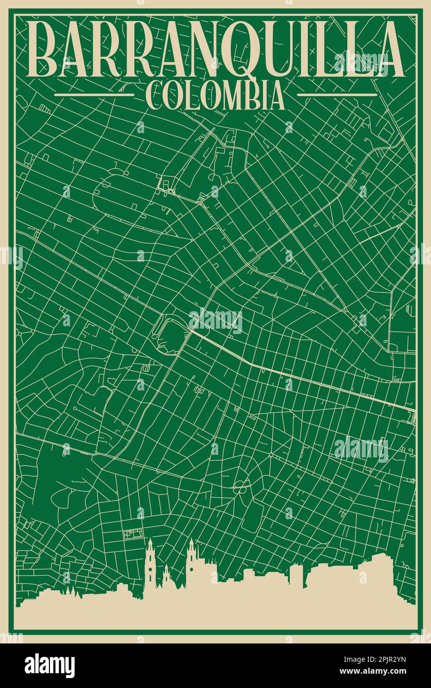 Road network poster of the downtown BARRANQUILLA, COLOMBIA Stock Vector ...