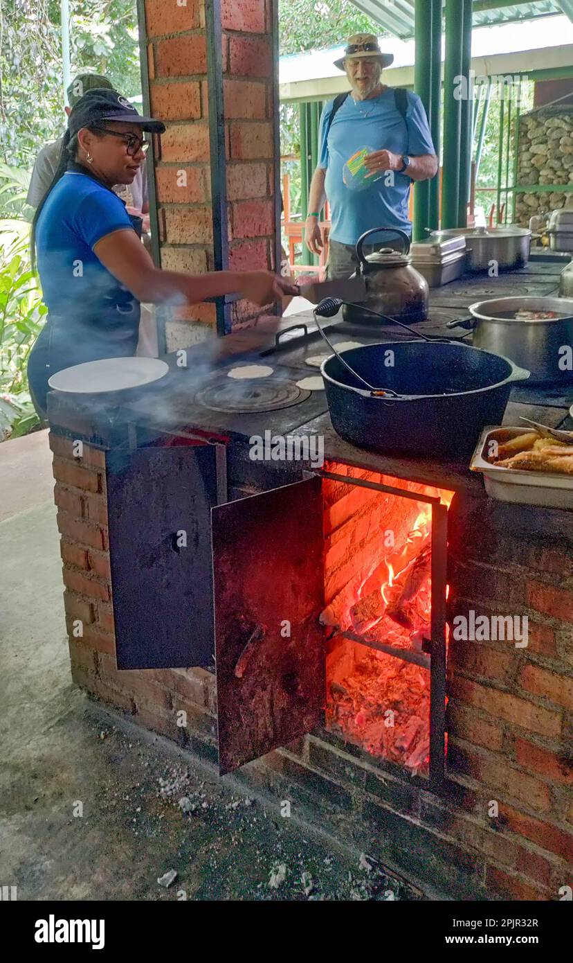 La Fortuna, Costa Rica - Cooking lunch on a wood-burning stove at Finca ...