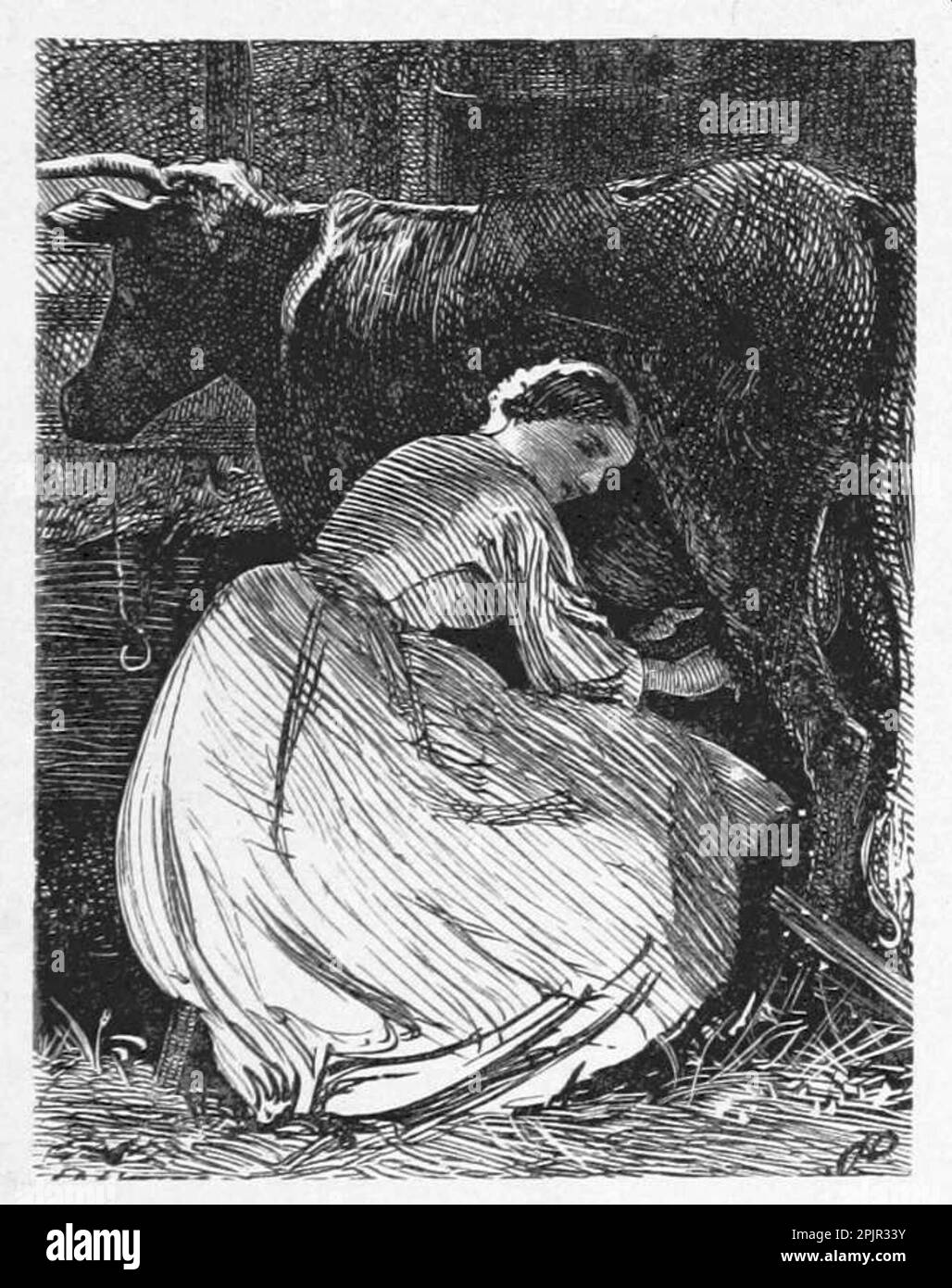 Illustration by George John Pinwell for A Round of Days-Milking Stock ...