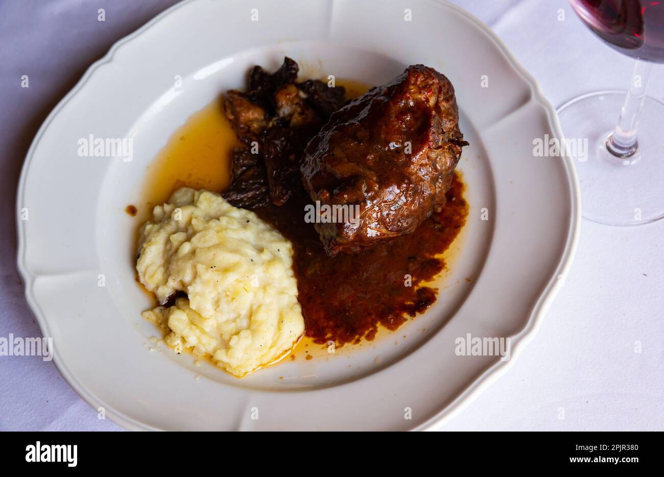 Stewed in oven lamb Stock Photo - Alamy