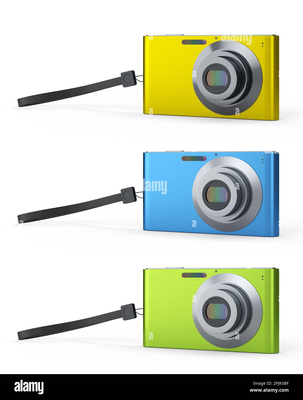 Set of compact pocket digital camera for summer holidays isolated on ...