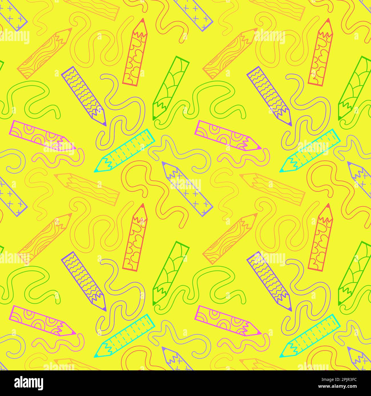 Cartoon doodle markers seamless school pencil and blackboard pattern ...