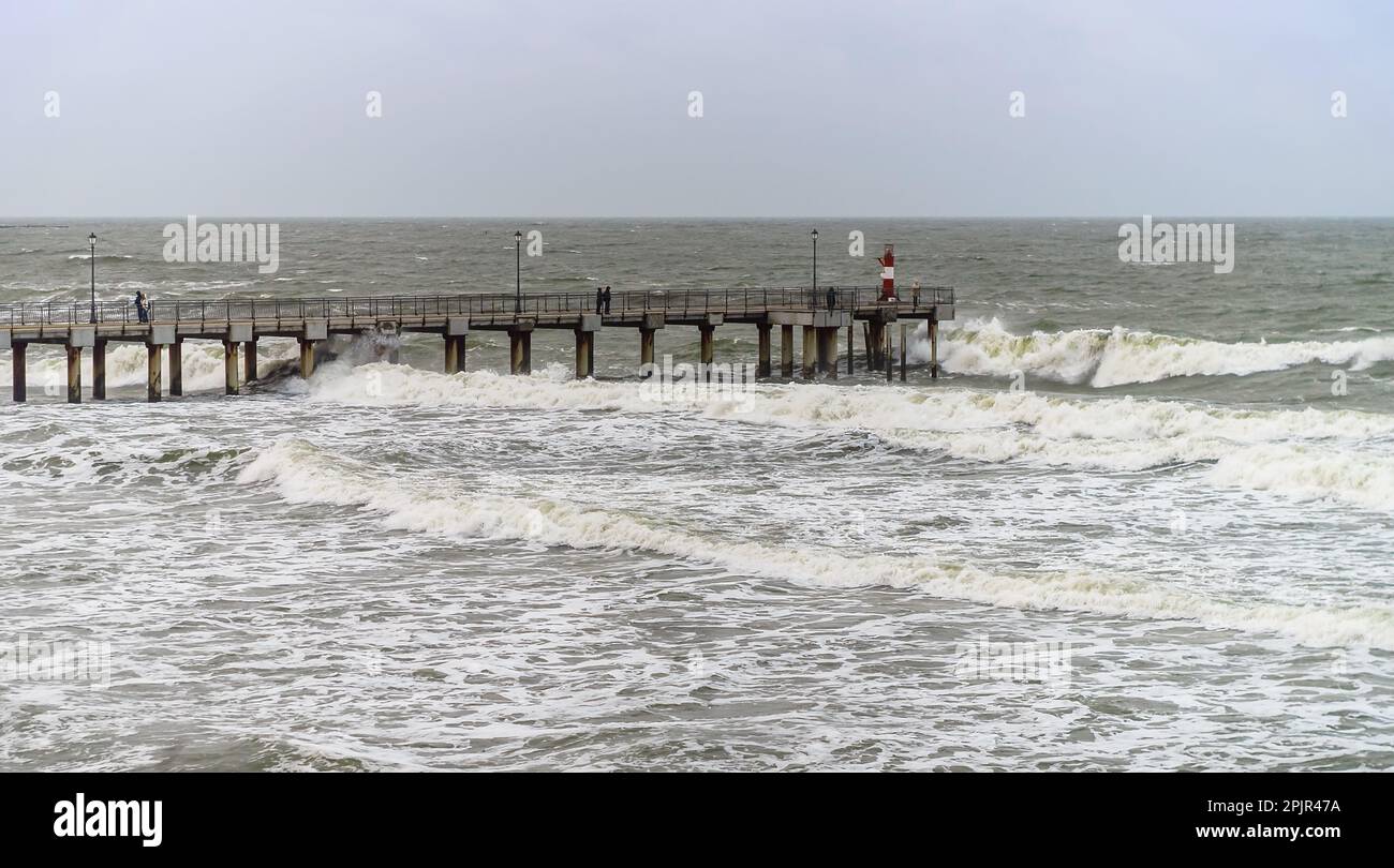 Tides and storms at sea. Waves on the Baltic Sea. Deserted seashore ...