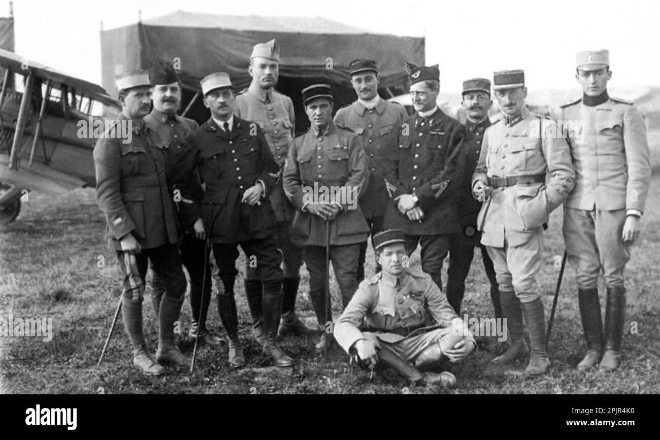 Tadija Sondermajer (first from right) with other officers of Groupe de Combat 12. René Fonck is ...