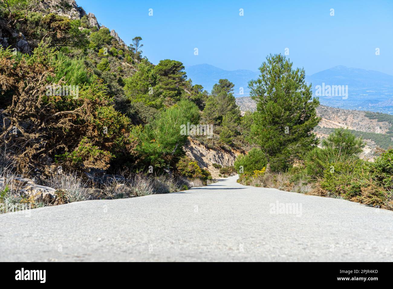 Road to mount Calamorro, near Malaga in the Costa del Sol in Spain ...