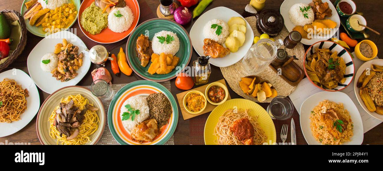 Peruvian food buffet table Assorted dishes gourmet cuisine Peru ...