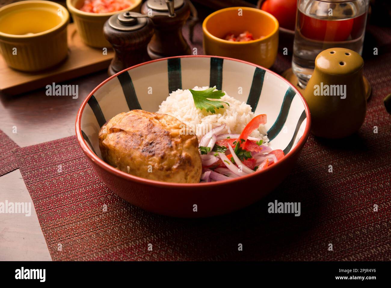 Papa rellena Peruvian food buffet table Assorted dishes gourmet cuisine ...