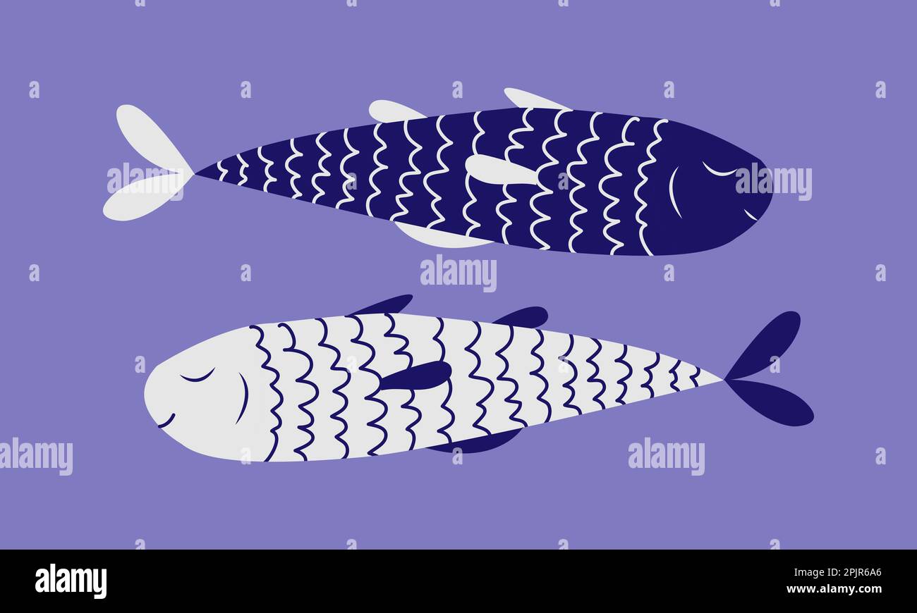 Hand drawn blue fish. Doodle, simple illustration Vector Stock Vector ...