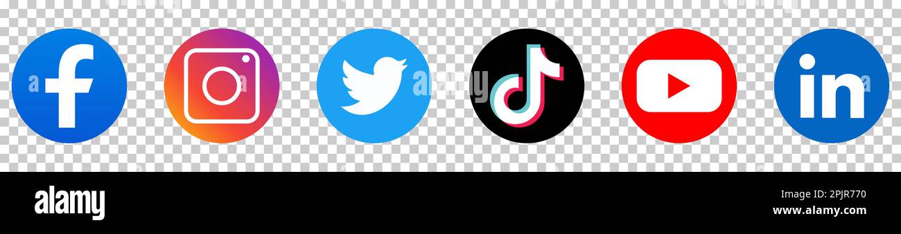 Facebookinstagram Twitter Tiktok Youtube Linkedin Social Media Logo Isolated On