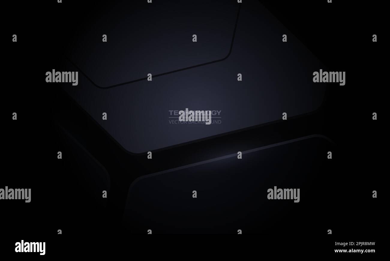 Abstract modern technology black background with geometric 3D shapes ...