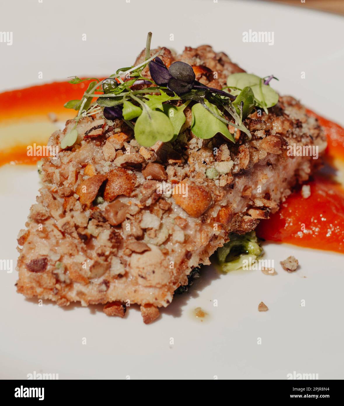 Norwegian salmon loin with crispy batter Stock Photo - Alamy