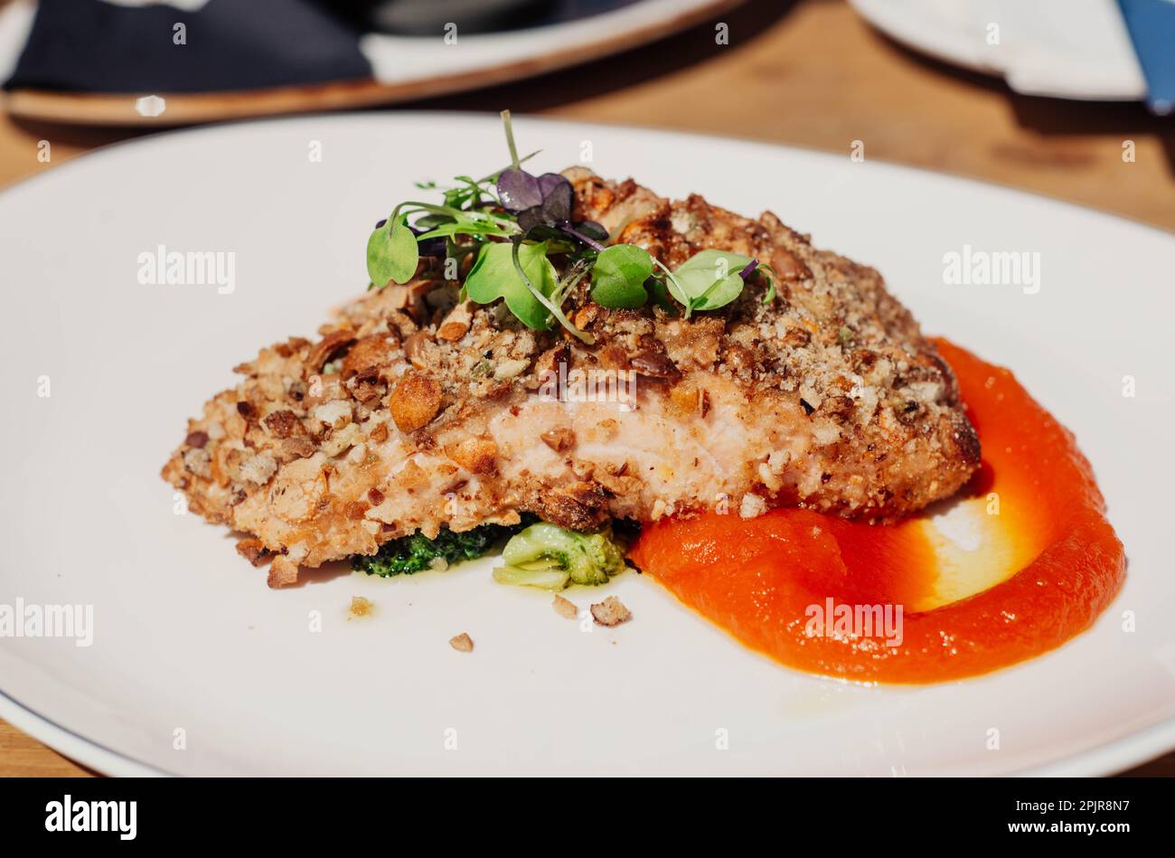 Norwegian salmon loin with crispy batter Stock Photo - Alamy