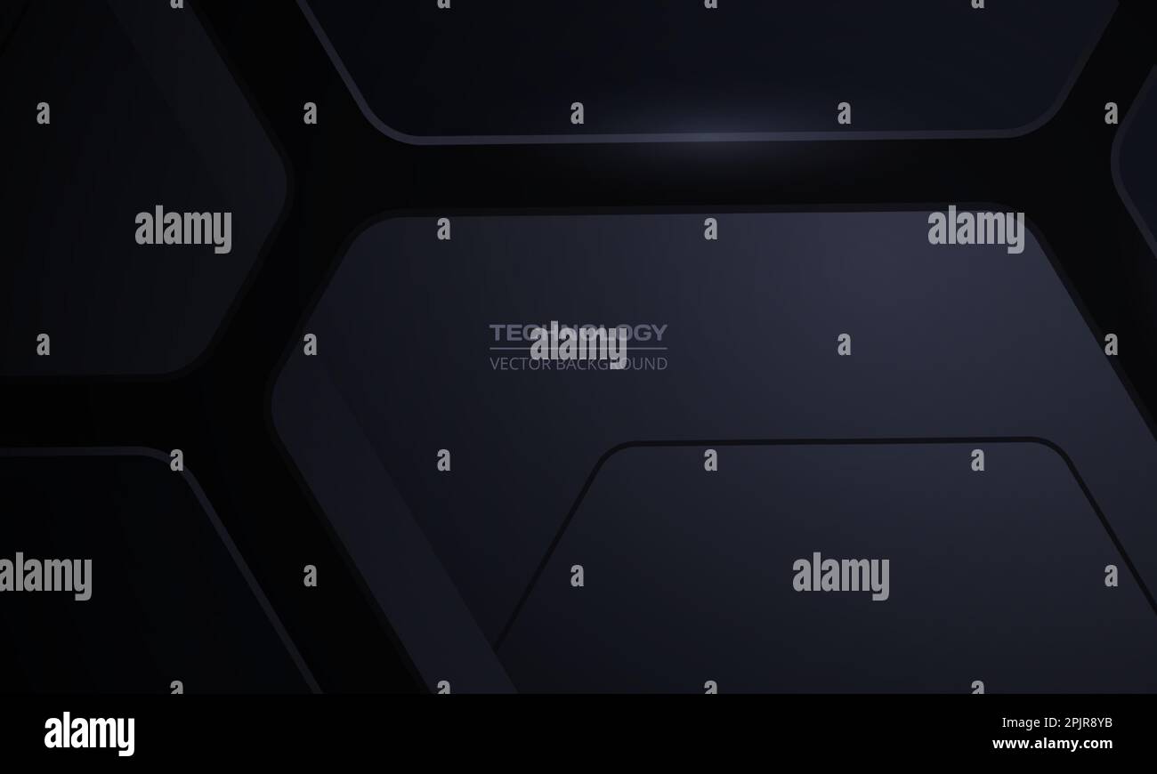 Black modern technology abstract background with 3D tech geometric ...