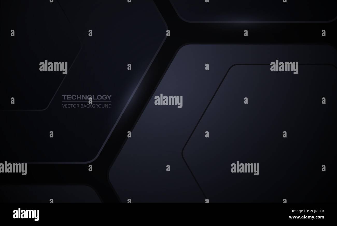 Black 3D vector hexagonal technology abstract background. Abstract modern technology futuristic ...