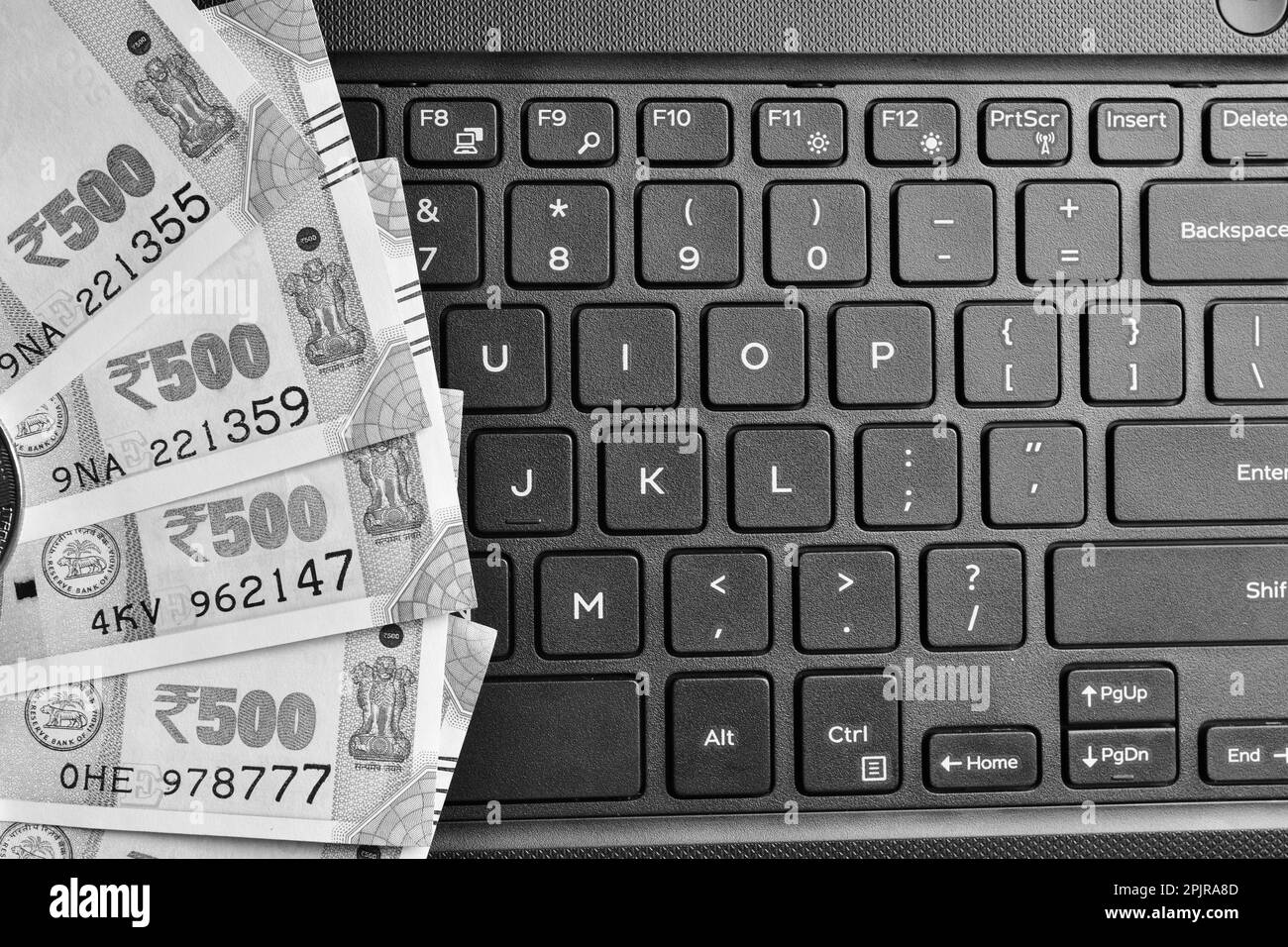 Top view of money with keyboard, Information technology concept Stock ...